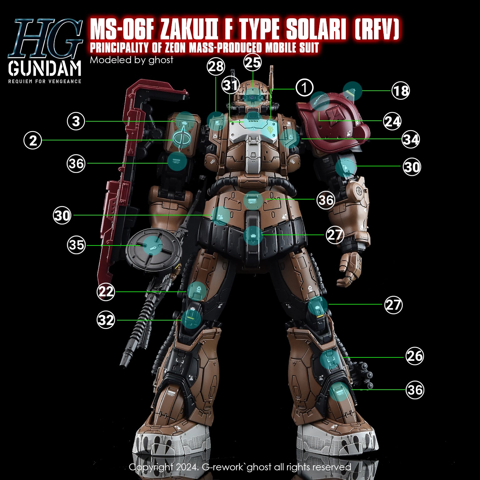 G-Rework [HG] [RFV] MS-O6F ZAKUII F TYPE SOLARI – Gundam Extra-Your ...