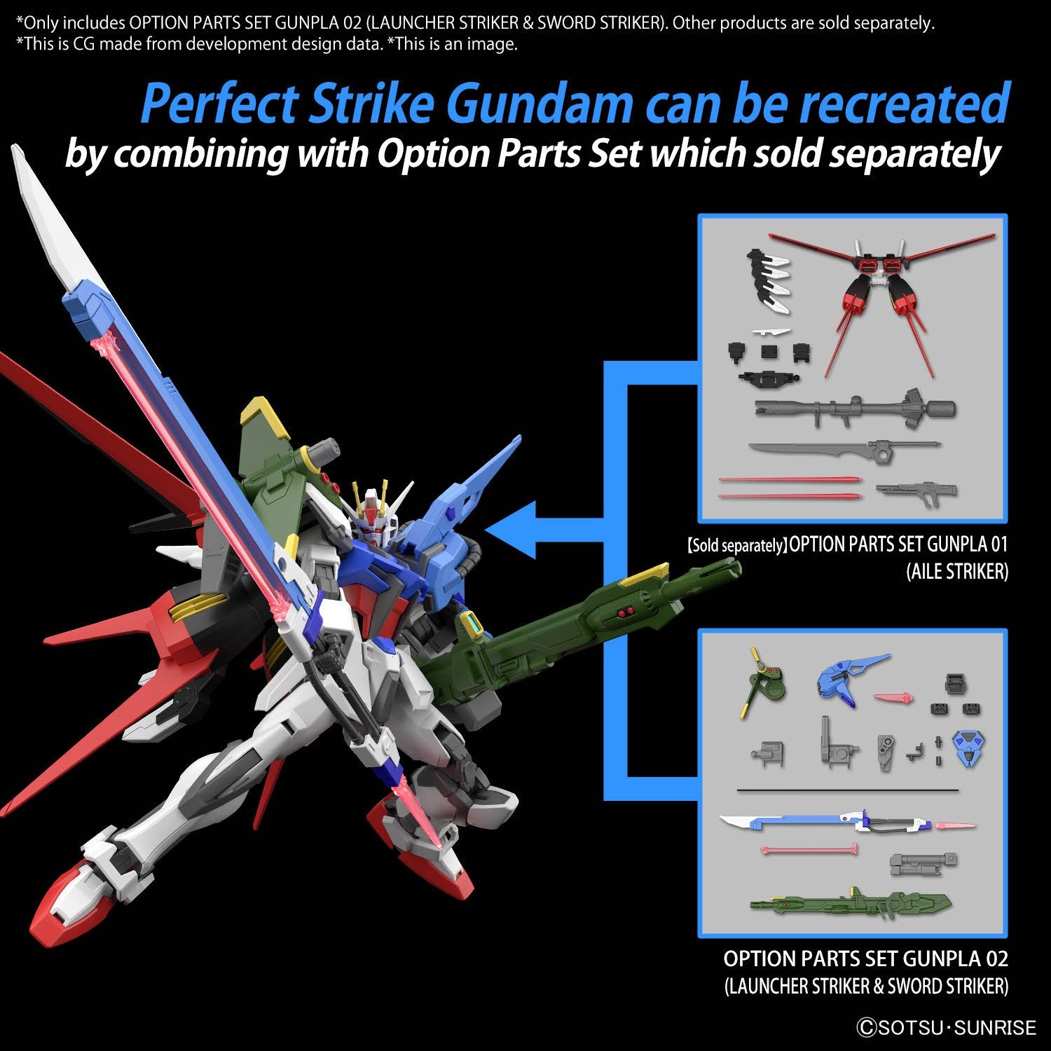 Bandai Hobby OPTION PARTS SET GUNPLA 02 (LAUNCHER STRIKER & SWORD STRI ...